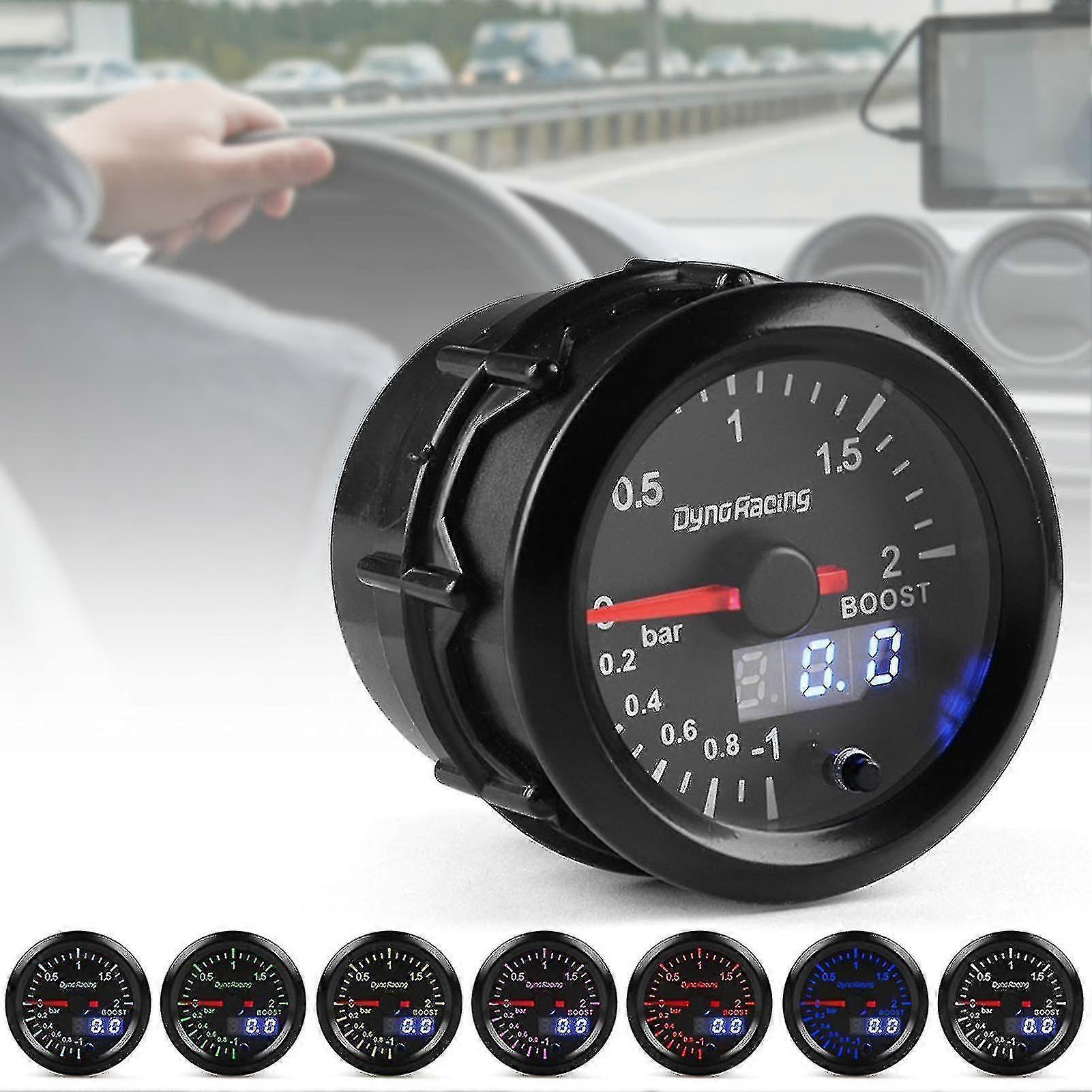 Turbo Boost Gauge Dual Display 2 Bar With Boost Sensor 52mm 2 Inch Turbo Pressure Meter For Car ...