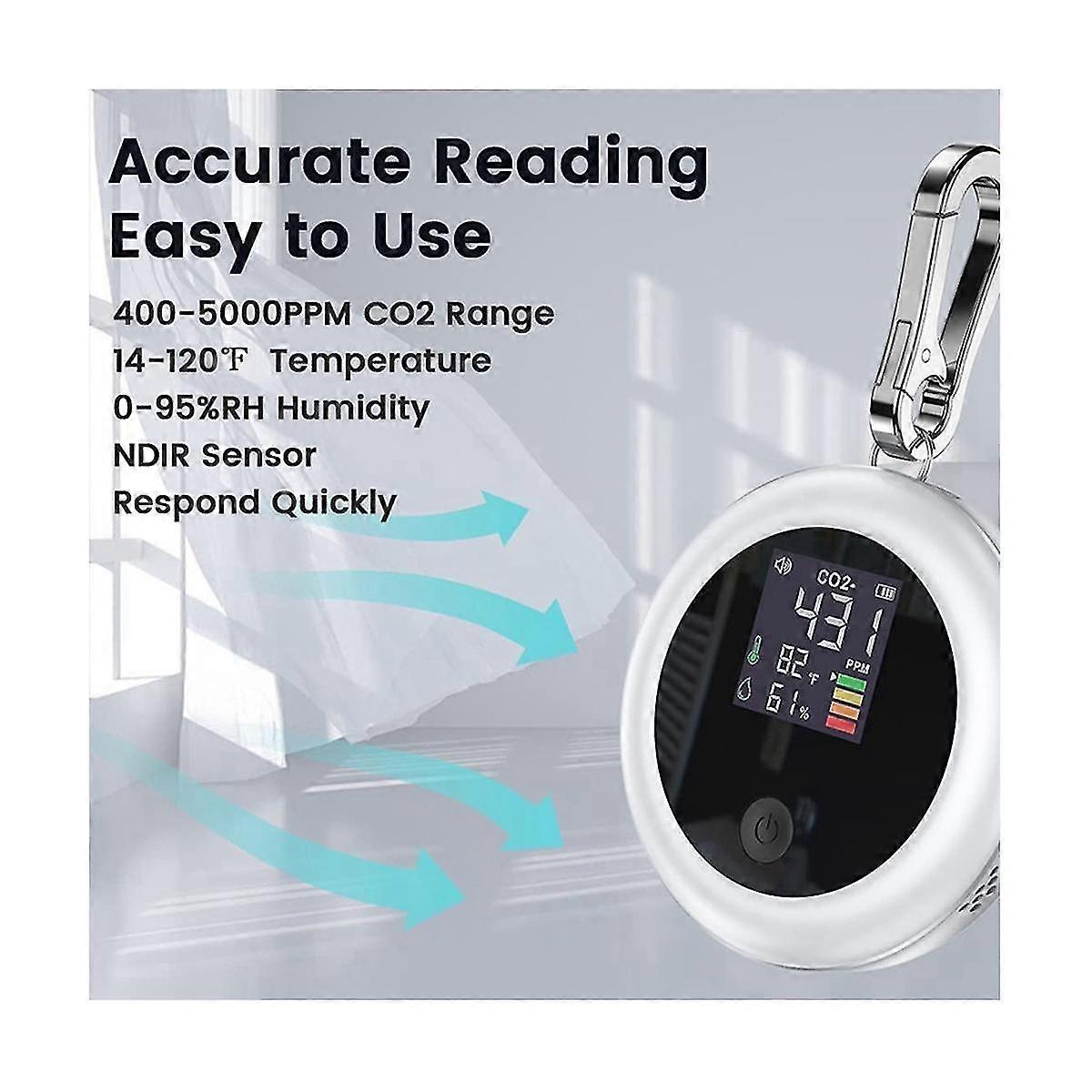 Co2 Monitor Meter Sensor Indoor With Alarm, Air Quality Carbon Dioxide Monitor With 400-5000 Ppm ...