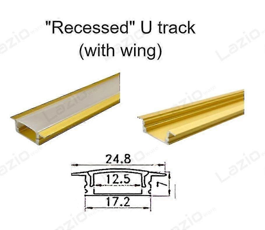 Gold Led Strip Light Aluminium U Channel / Profile Track Rail Casing ...