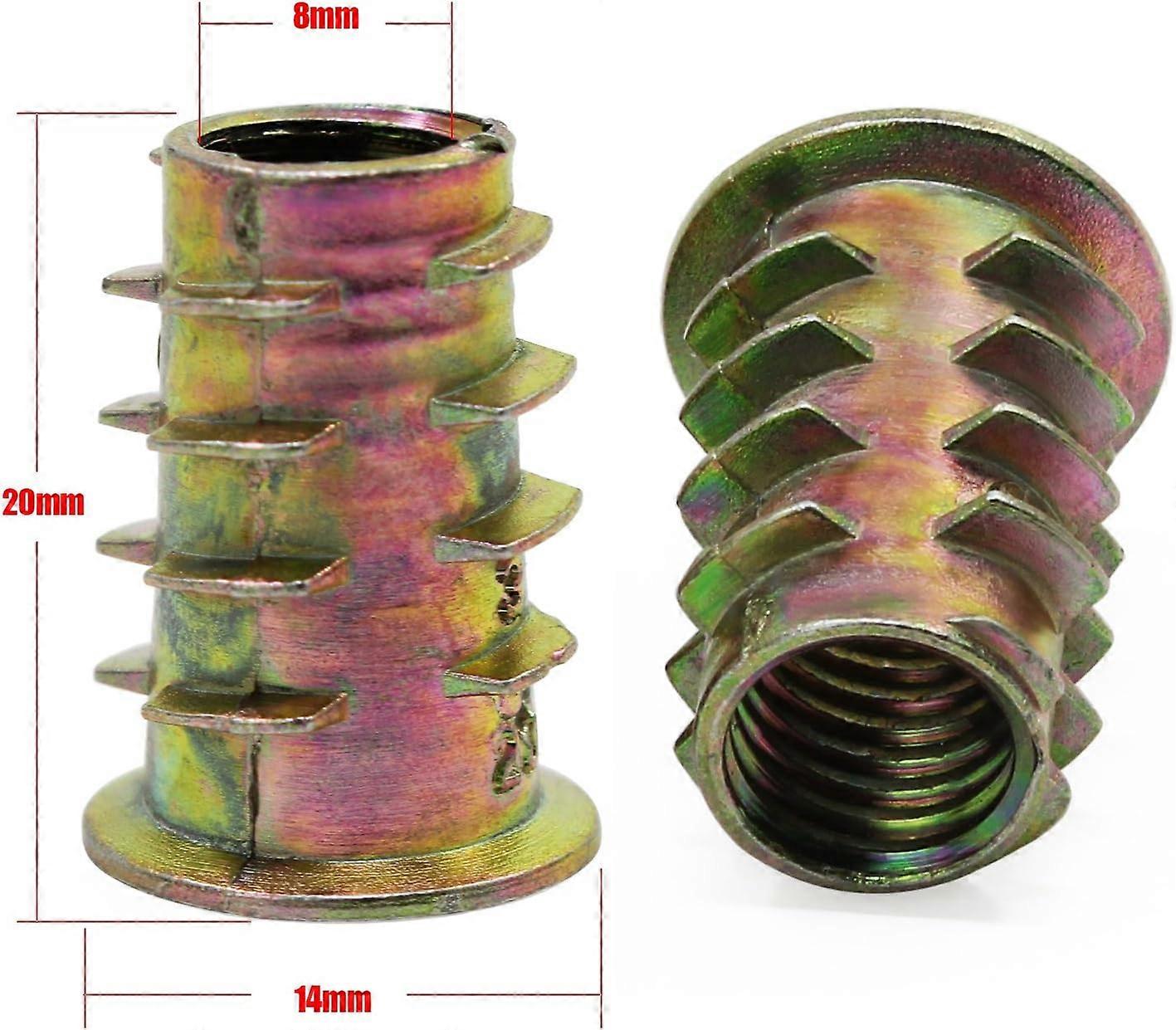 50 Pieces M8 Wood Threaded Insert Nut Inserts Screw Socket Sleeves ...