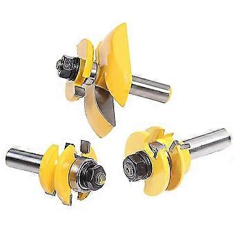 3pcs 1/2inch Rail & Blade Cutter Panel Cabinet Router Bits Set Milling ...