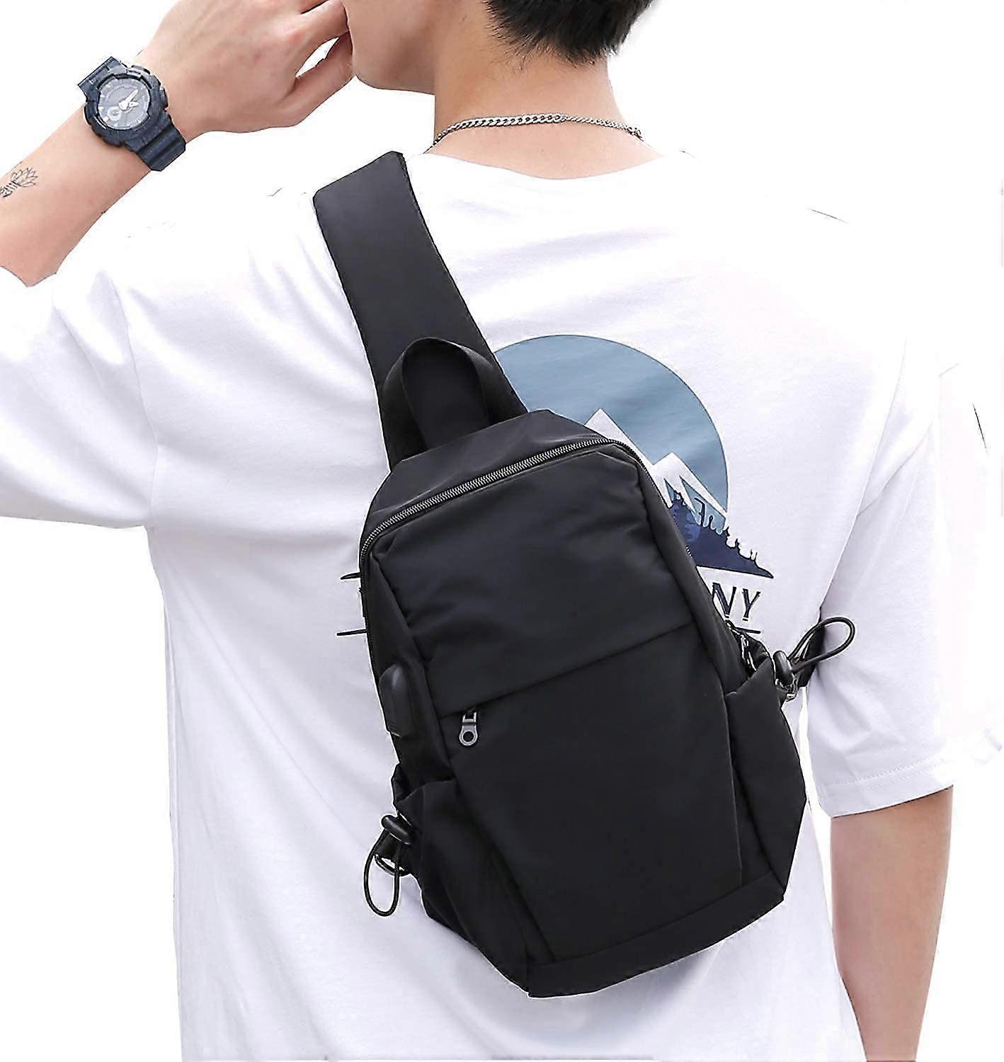 Small Black Sling Crossbody Backpack Shoulder Bag for Men Women ...
