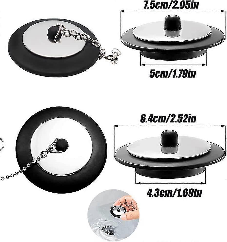 Rubber Drain Plug Chrome Bathtub Sink Stopper Drain Stopper Rubber ...