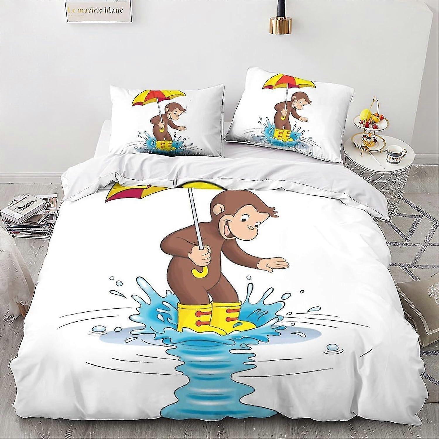 o5362 Bed Sheets Curious George Duvet Cover Boys Kids Bedding Set Cute ...