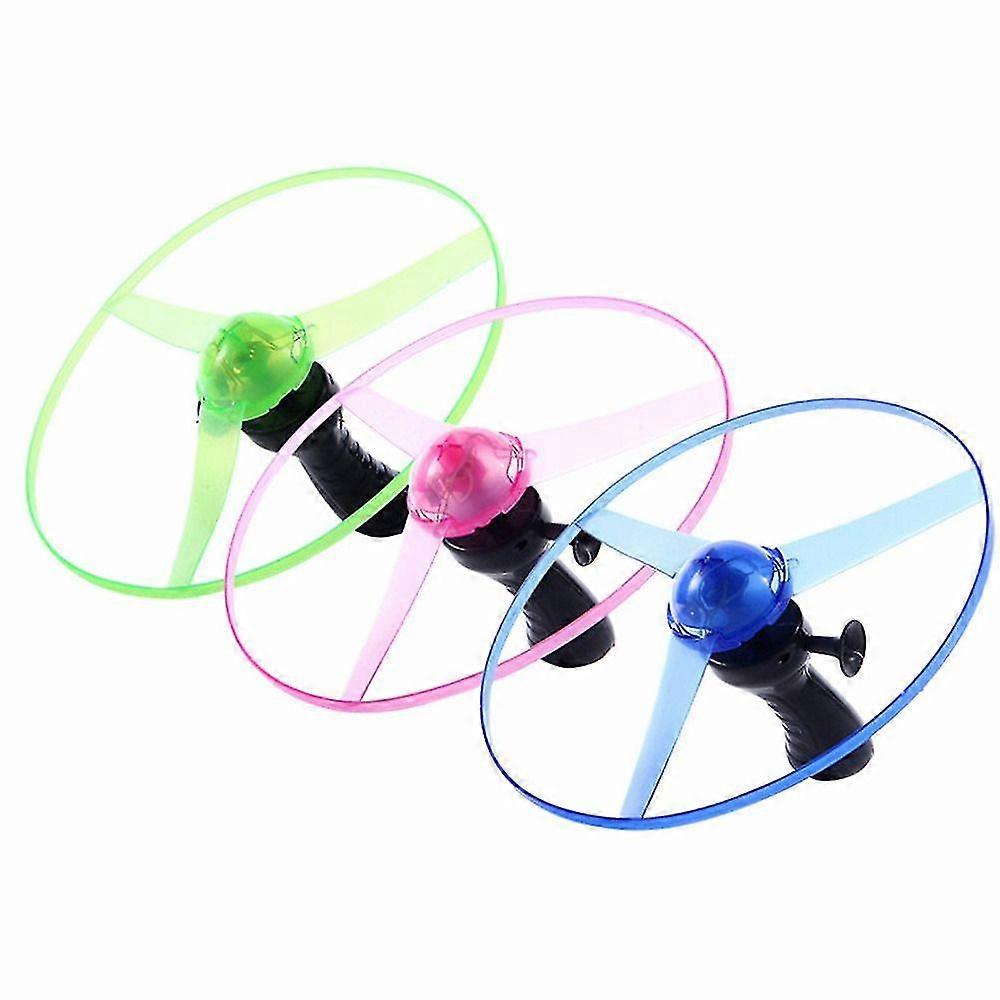 Led Lighting Flying Disc Propeller Helicopter Toys Pull String Flying ...
