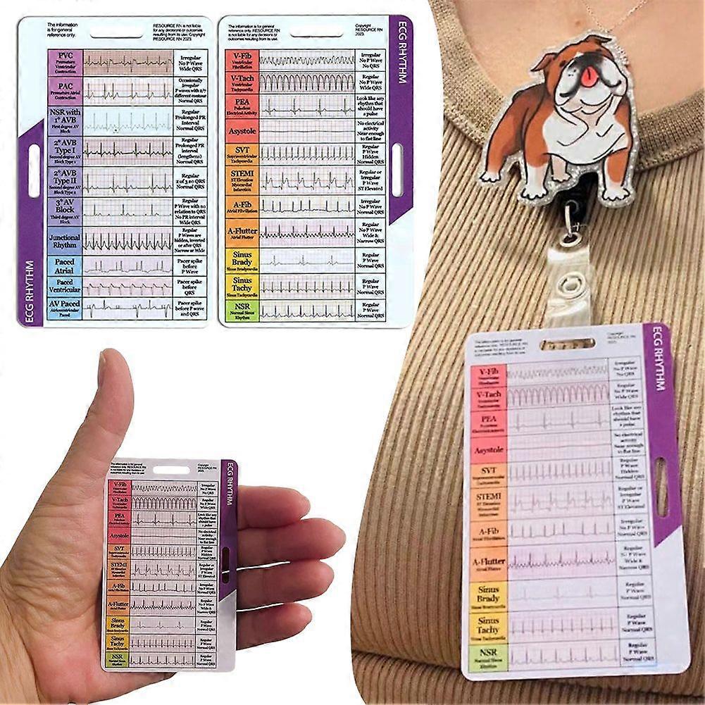 Electrocardiogram/EKG Rhythms Pocket Card Double Sided EKG Rhythms Interpretation Reference Card ...