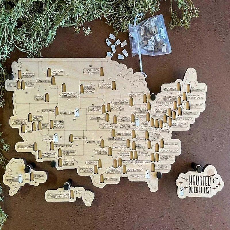 Map Bucket List Map 2024 New Decor Bucket List Map Decor Wood Halloween ...