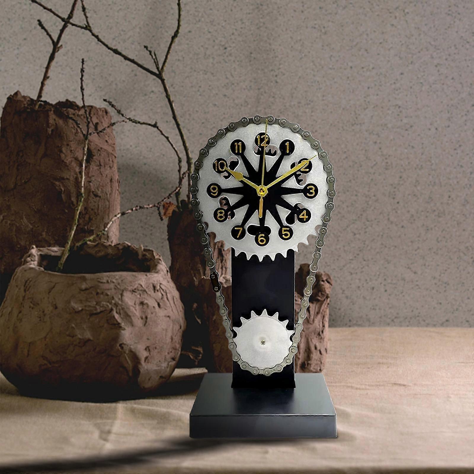 Steampunk Clock With Movement Gears Home Decor Rotating Gear Clock ...