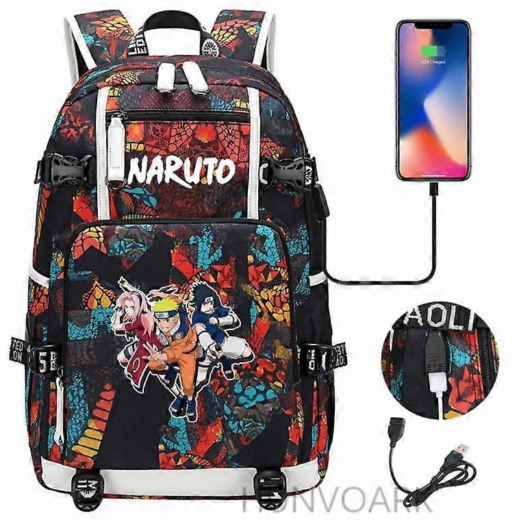 Ssyy 18-calowy Anime Narutoes Uzumaki Sasuke do ładowania USB Tornister ...