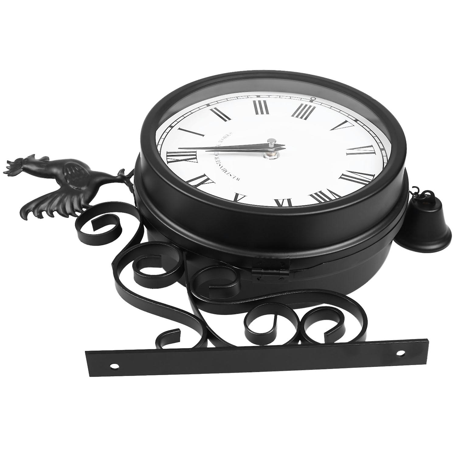 Outdoor Garden Wall Station Clock Double Sided Cockerel Vintage Retro ...