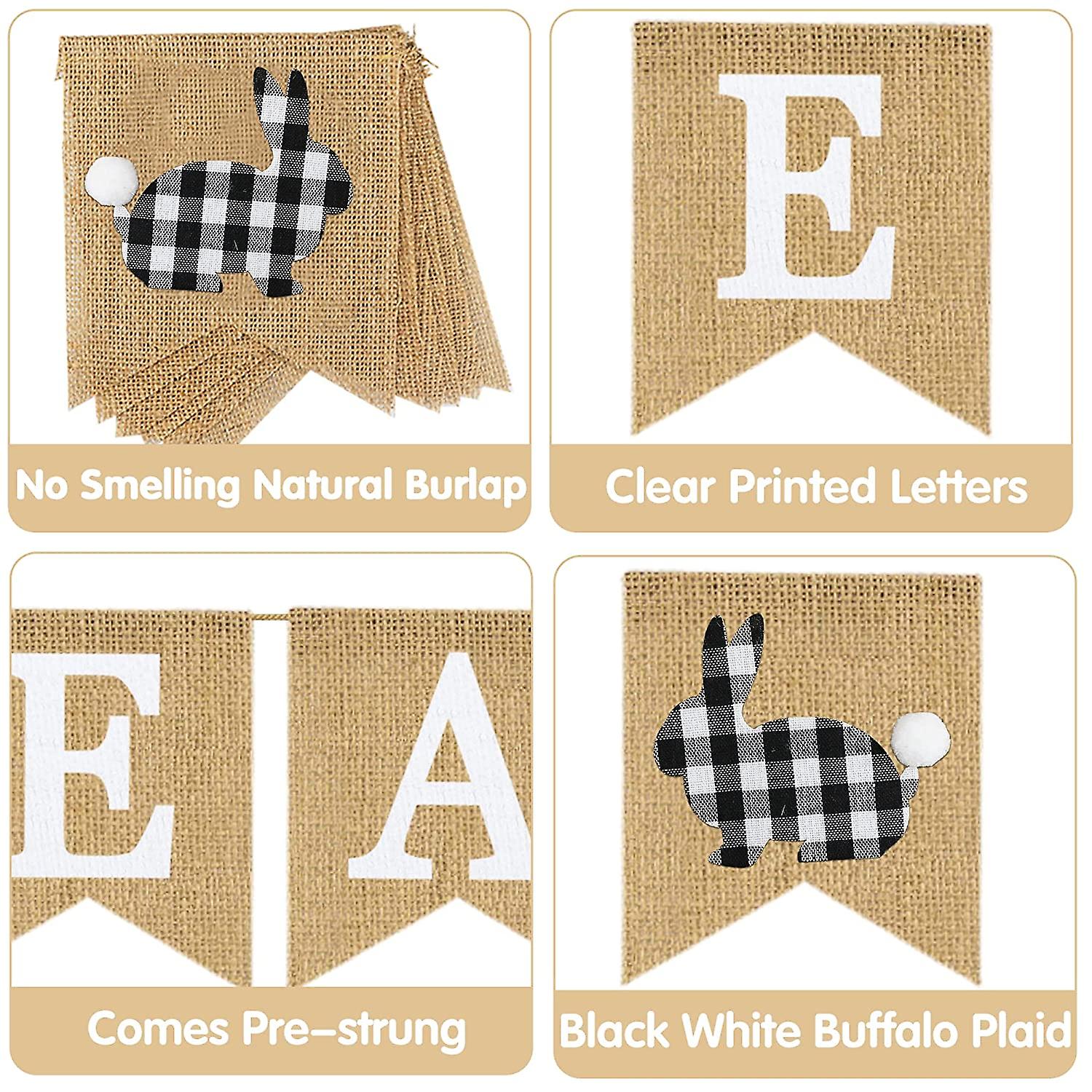 2 Pcs Easter Burlap Banner, Easter Bunny Bunting Garland, Colorful ...