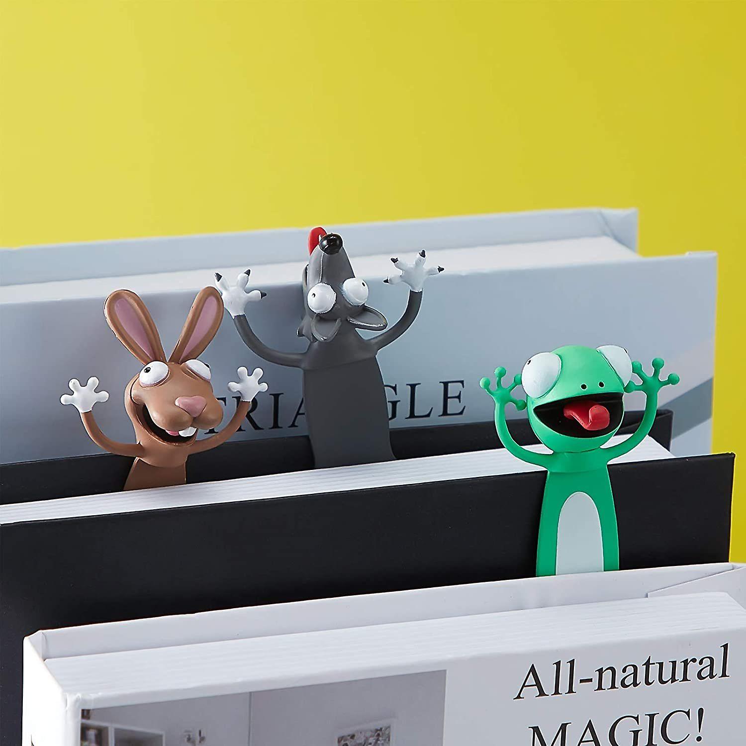3pcs 3d Cartoon Animal Bookmarks Crazy Animal Bookmarks Pvc Animal ...