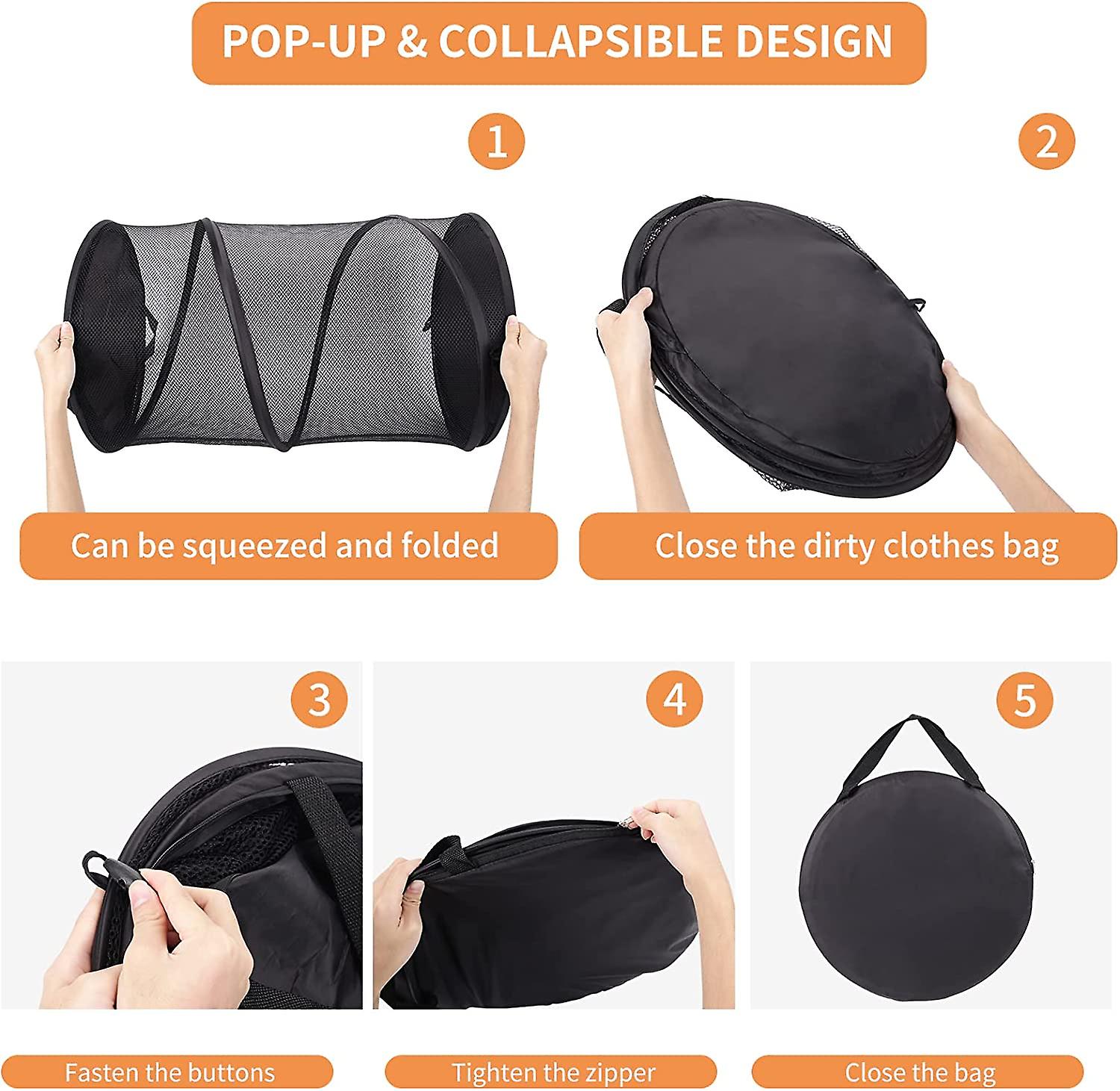 Laundry Hamper Collapsible Round Laundry Hamper, Collapsible Mesh ...