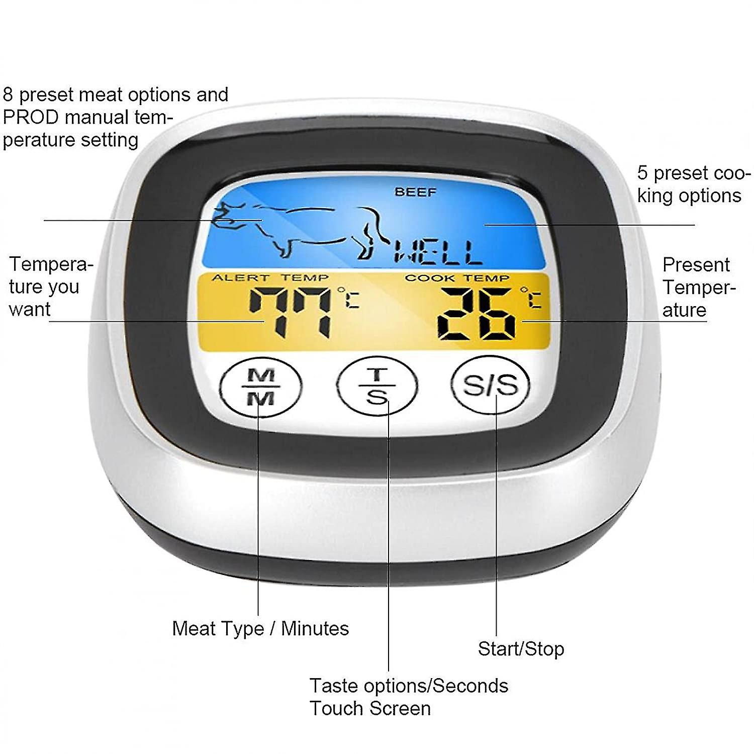 Wireless Meat Thermometer Digital Electric Food Thermometer Touch ...