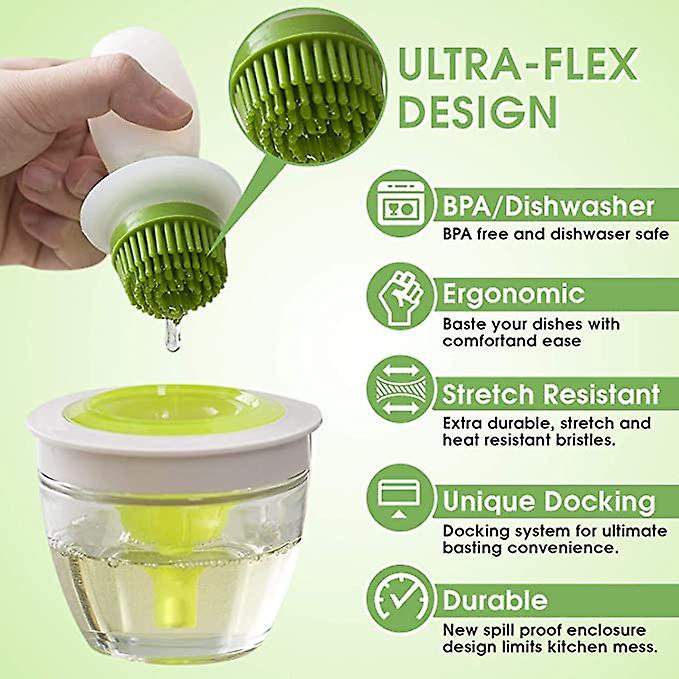 Oil Bottle & Brush Set - Heat Resistant BBQ Brush - Silicone Brush with ...