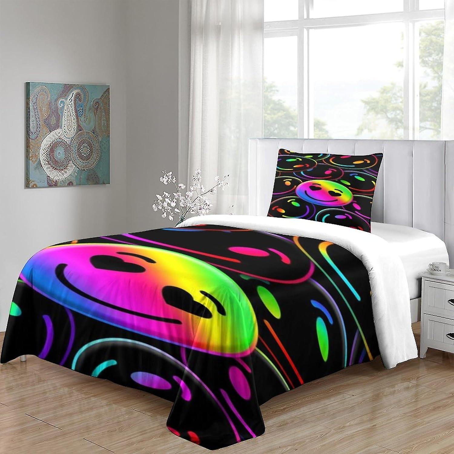 ARIJORJA smiley face Bedding Set rainbow Duvet Cover rainbow Quilt ...