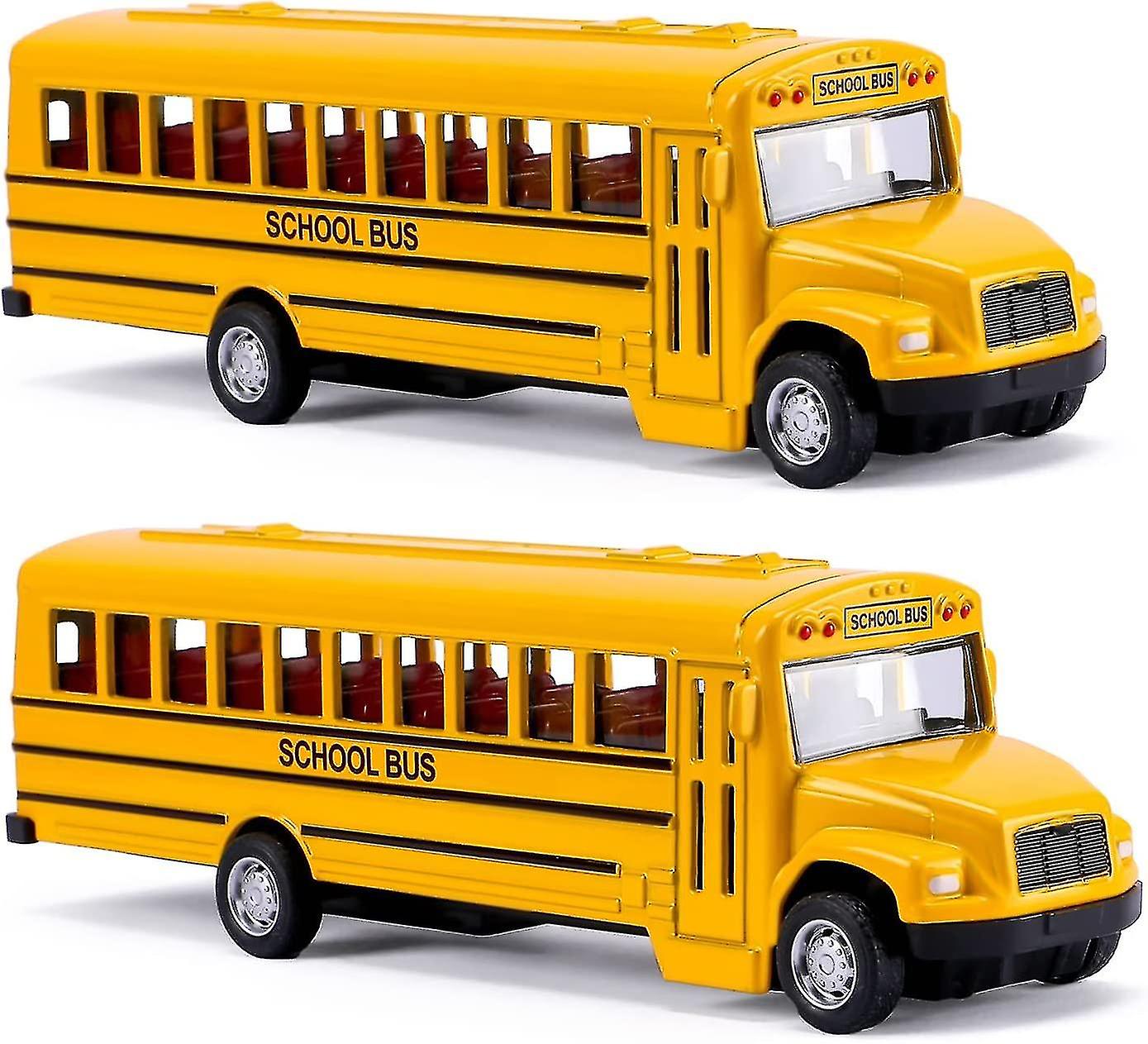 2 Pack 5.5in Pull Back Die-cast School Bus,alloy Metal Vehicles Toy ...
