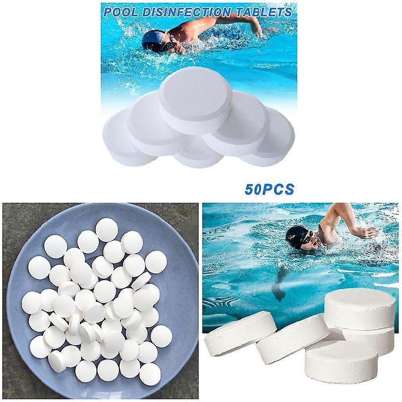 50 Pcs Chlorine Tablets Multifunction Instant Disinfection for Swimming ...