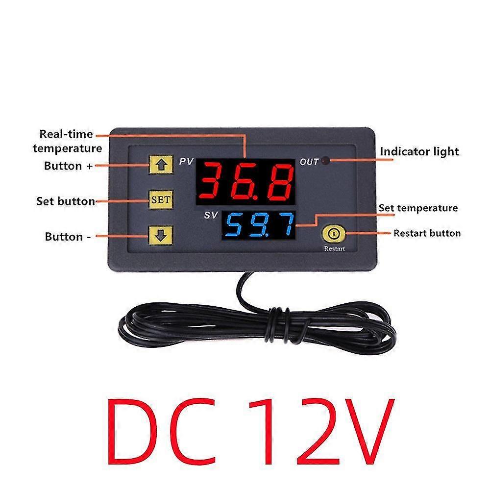 W3230 12v 24v Ac110-220v 20a Digital Temperature Controller Led Display Thermostat Heat/cooling ...