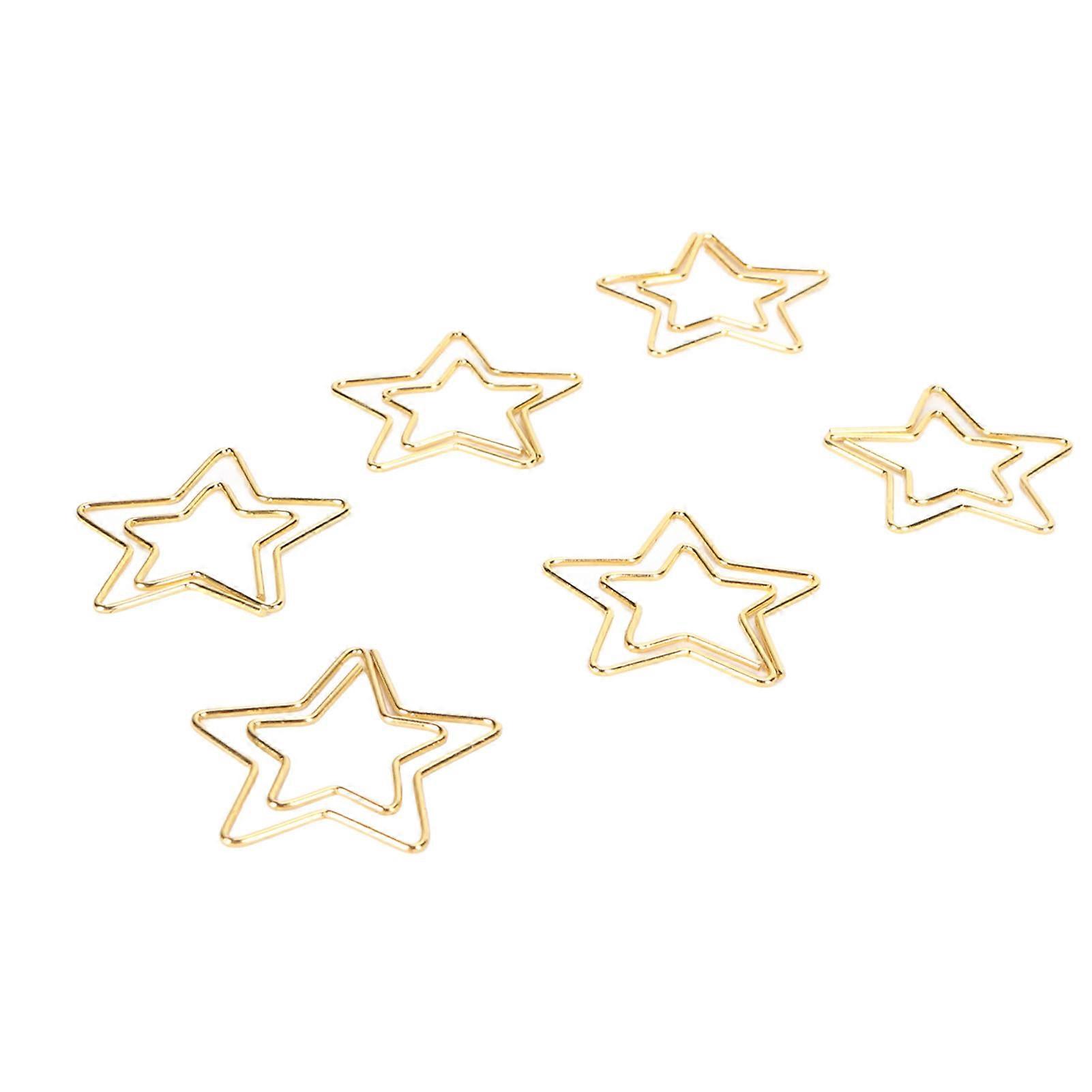 100pcs Golden Star Shape Paper Clips Skid Resistant Plated Metal Cute ...