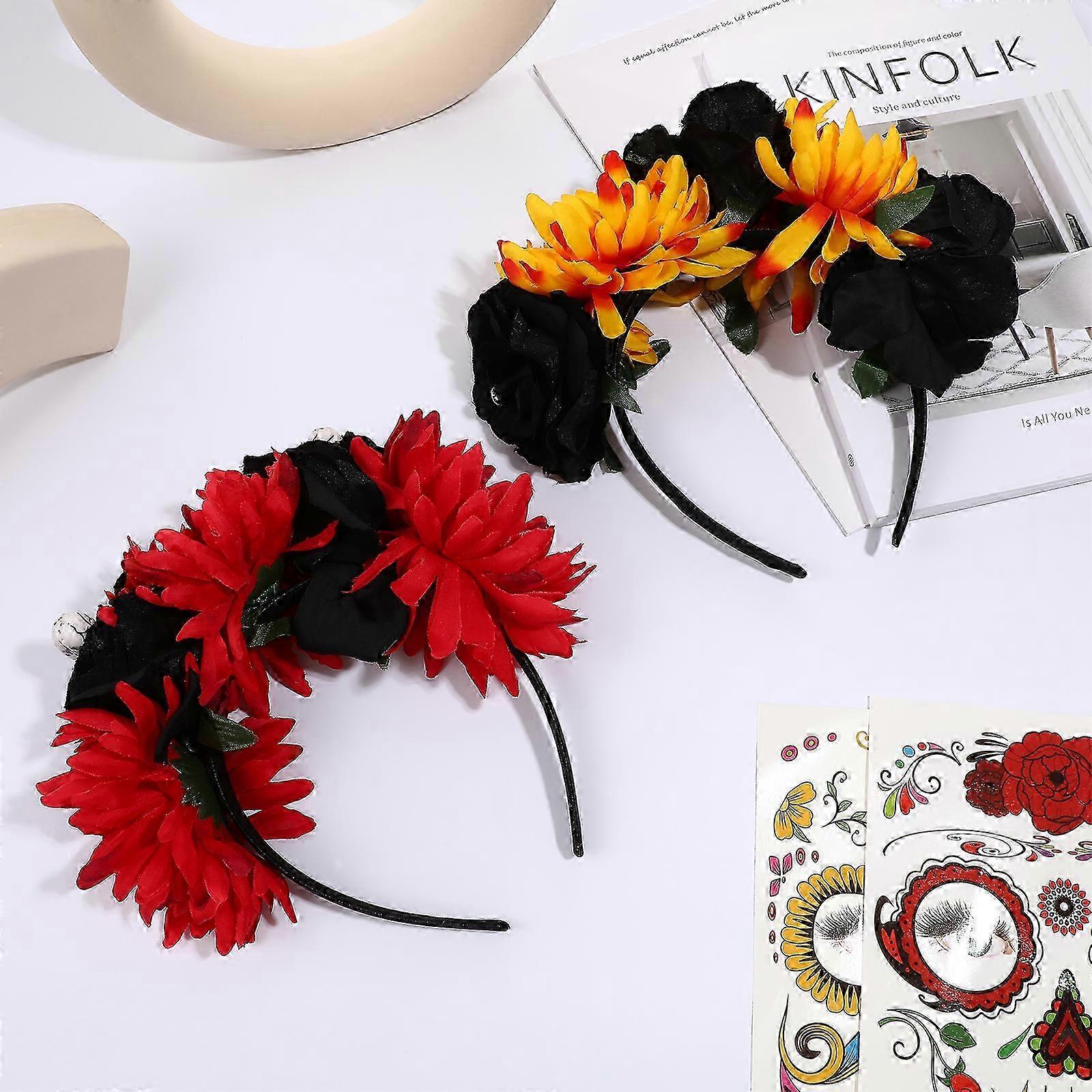 Frcolor 1 Set Halloween Flower Headbands Artificial Floral Headpiece ...