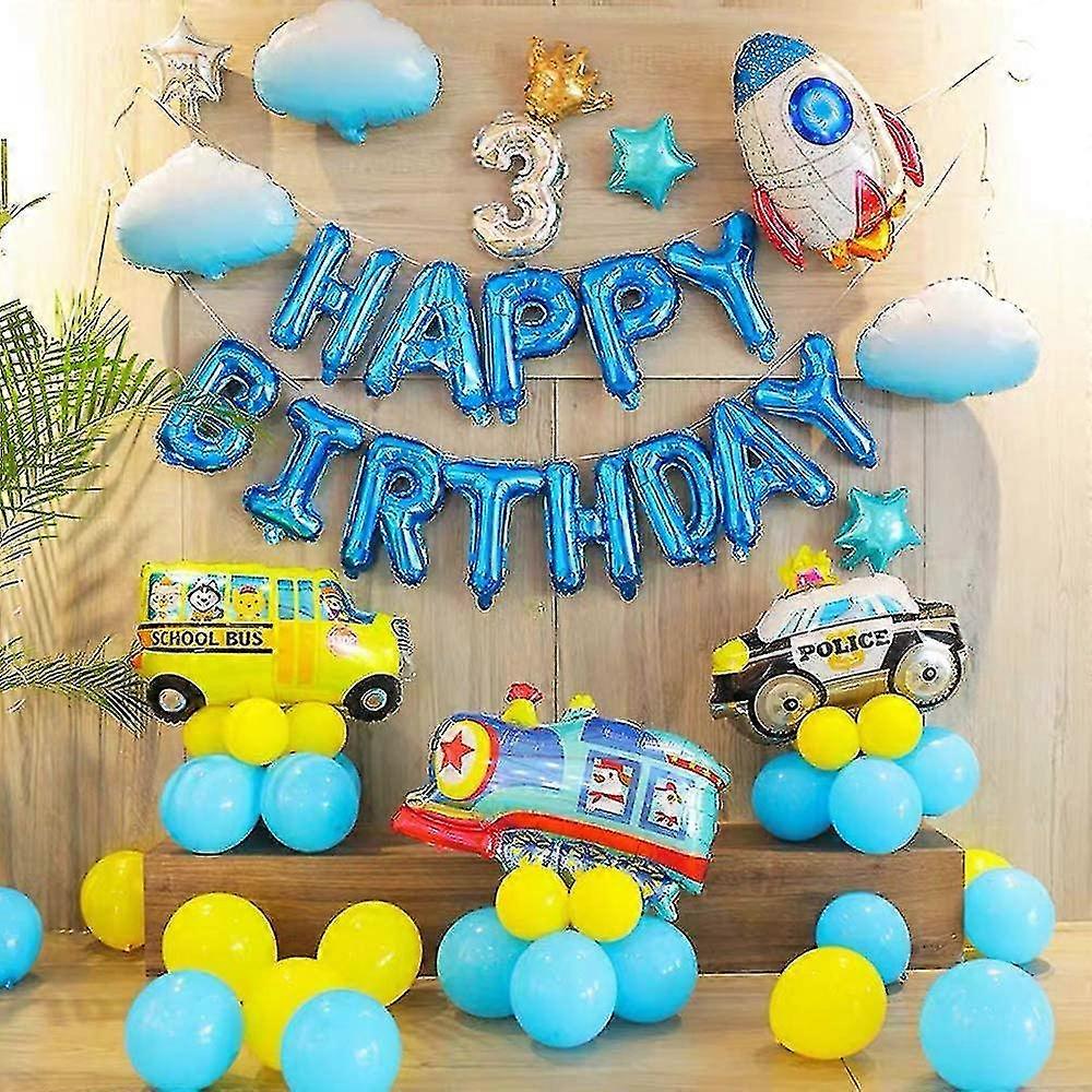 Happy Birthday Balloon Banner Blue / Happy Birthday Banner Rose Gold ...