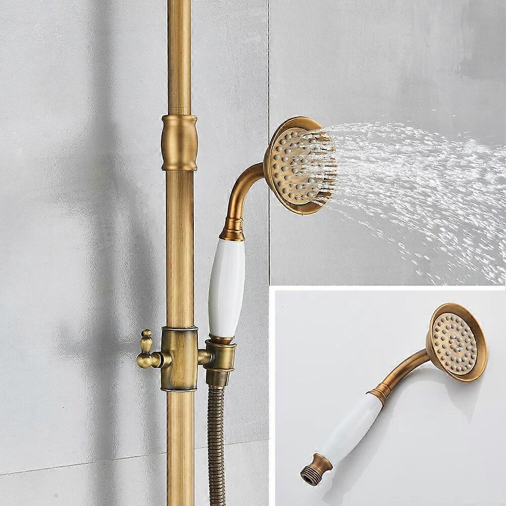 Classic Antique Brasss Bathroom Tub Shower Set with Ceramics Handshower ...