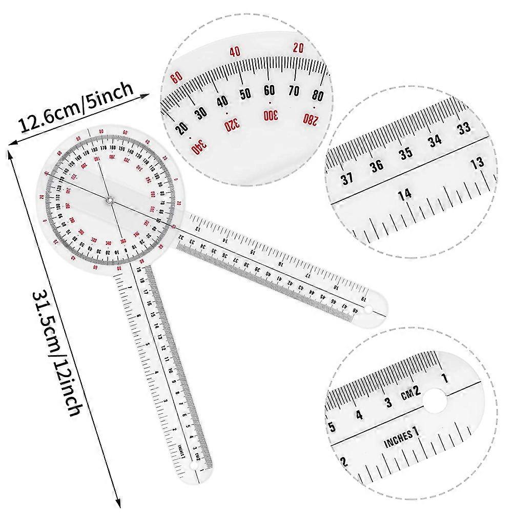 12 Inch Goniometer,Transparent Orthopedic Angle Ruler Plastic ...