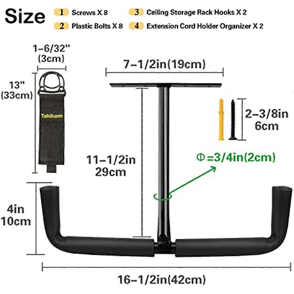 2 Set Overhead Garage Storage Rack, Heavy Duty Overhead Storage Double ...