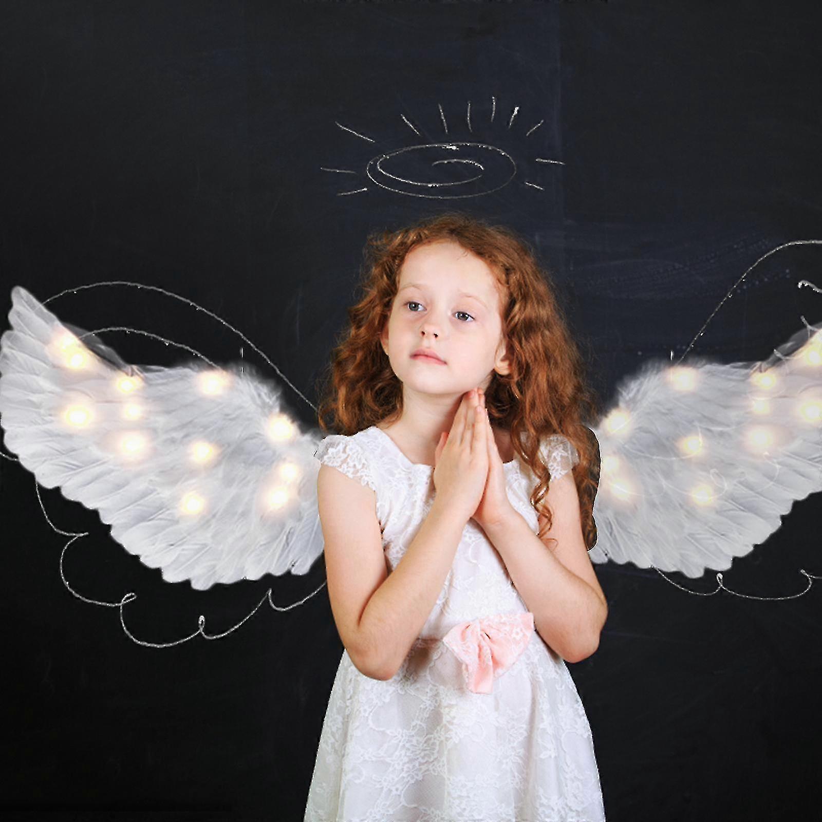Angel Wings, Light Up Angel Wings And Halo With Led Lights, White Angel ...