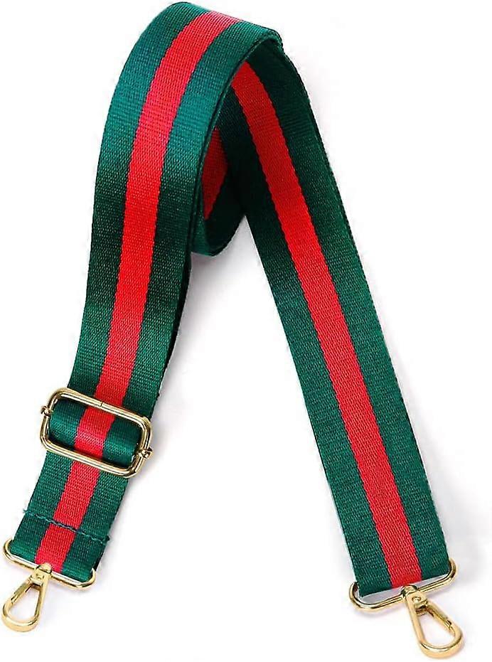 Purse Strap Replacement Crossbody, 1.5" Golden Buckle Green & Red Purse ...