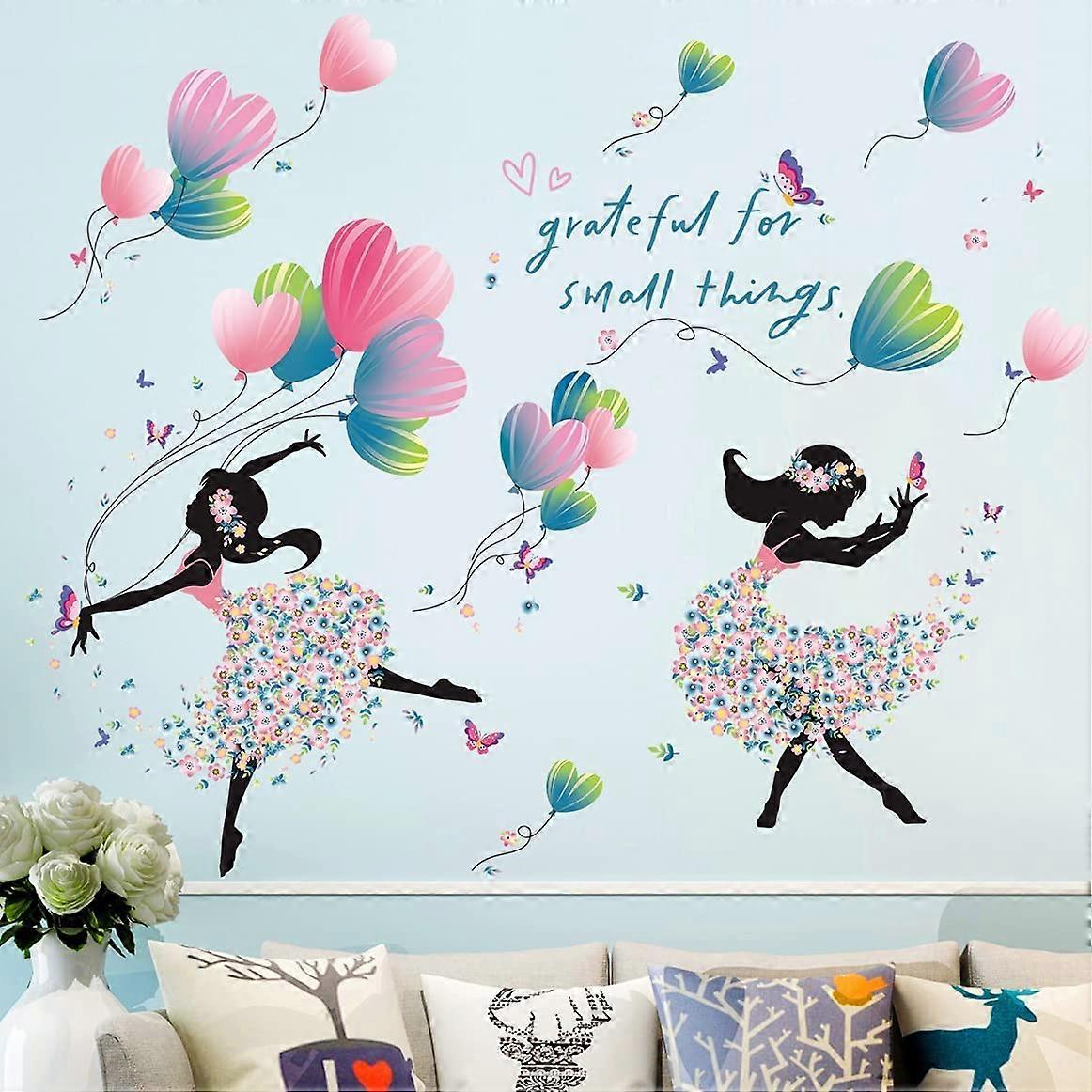Flower Fairy Wall Sticker Dancing Girls Wall Decals DIY Romovable ...