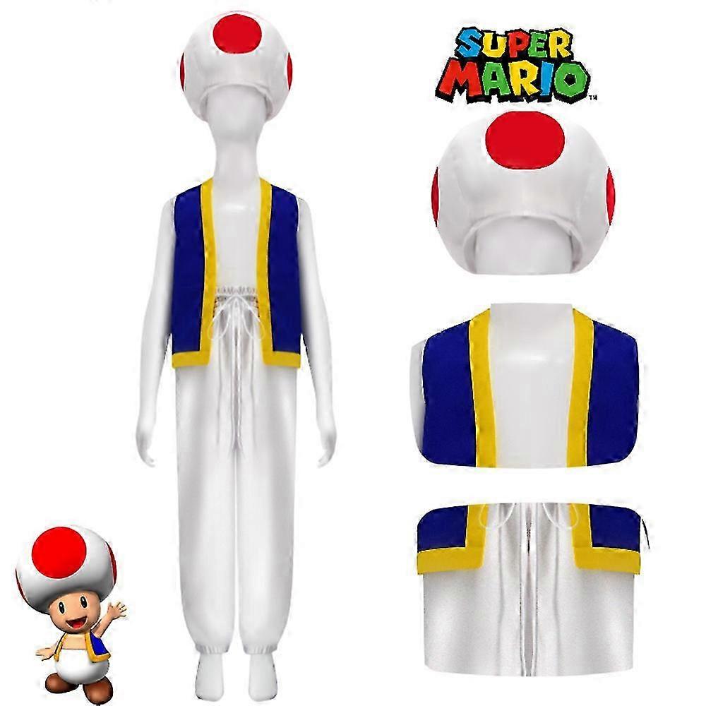 Adult Super Mario Bros 2 Toad Cosplay Party Costume Tops + Pants + Hat ...
