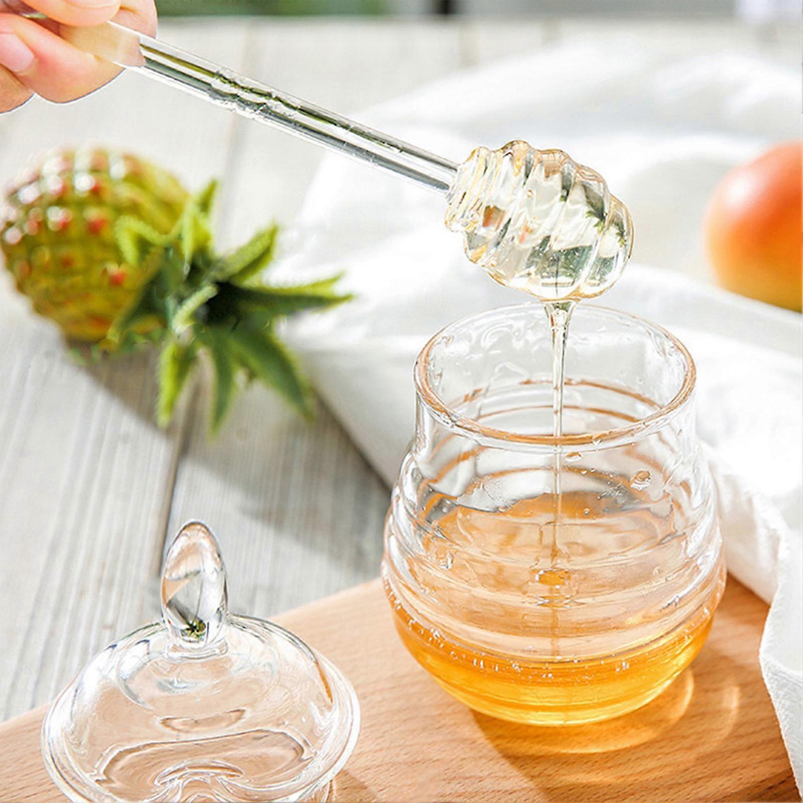 245ml Transparent Beehiveshaped Honey Jar with Dripper Stick for Storing and Dispensing Honey ...
