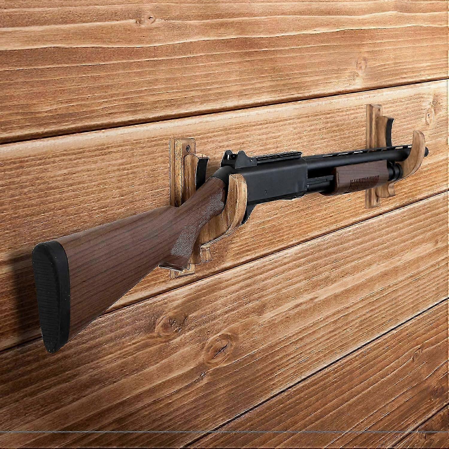 Gun rack wall mount, solid wood shotgun and rifle wall mount for sword ...