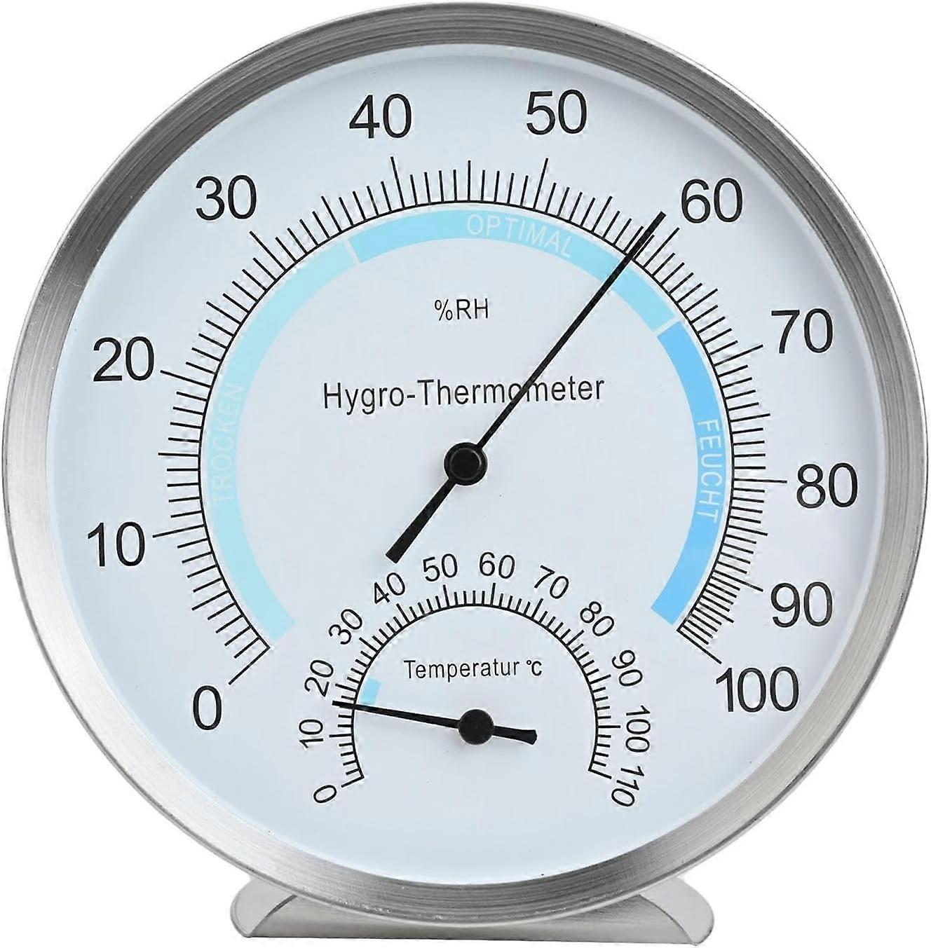Stainless Steel Thermometer And Hygrometer For Indoor Use Wall Or Table ...