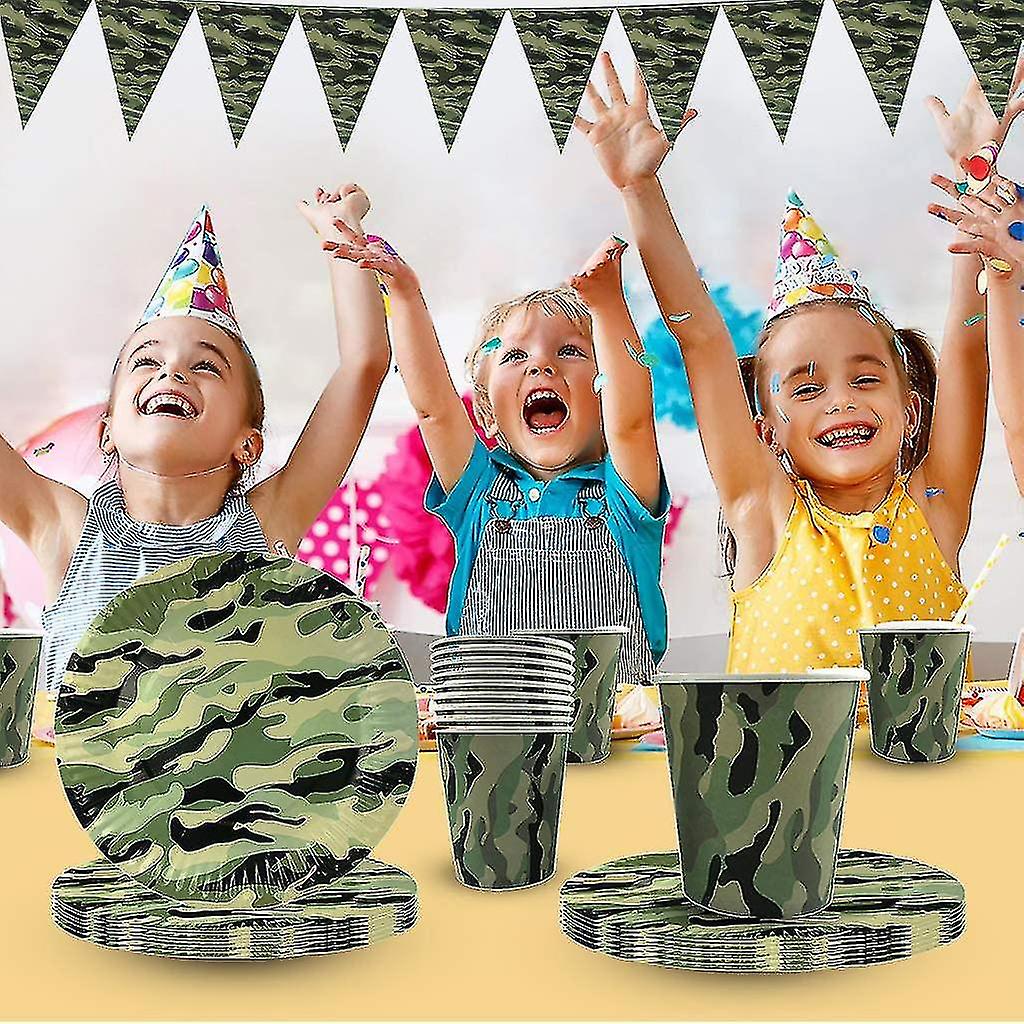 41 Pack Camouflage Disposable Tableware, Camouflage Party Supplies With ...
