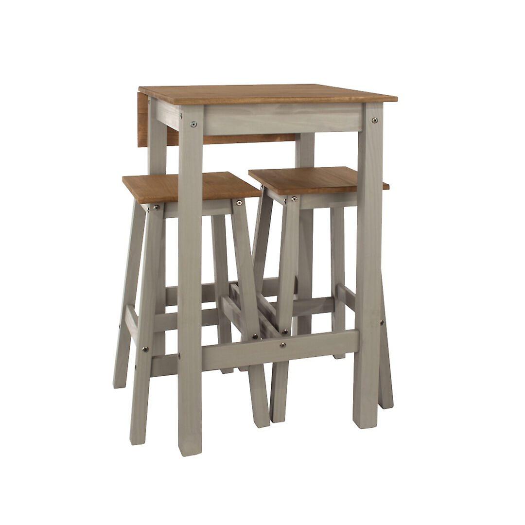 Dinea Drop Leaf Breakfast Table & Two High Stools Set. | Fruugo UK