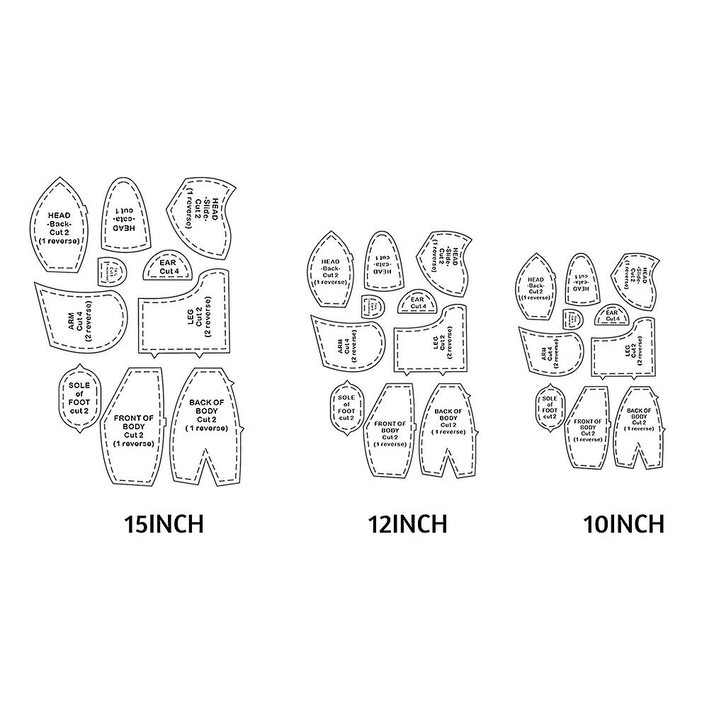 10 Piece Memory Bear Doll Template Ruler Set Wear Resistant Sewing ...