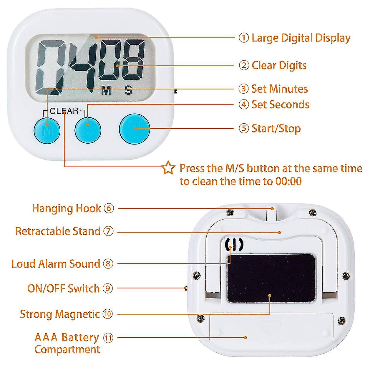 12 Pack Digital Kitchen Timer With On/off Switch, Loud Alarm cy | Fruugo UK