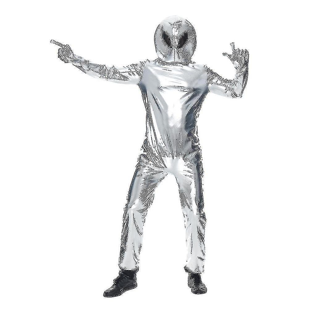 Sliver Outer Space Alien Men's Costume Ufo Explorer Uniform Fancy Dress ...