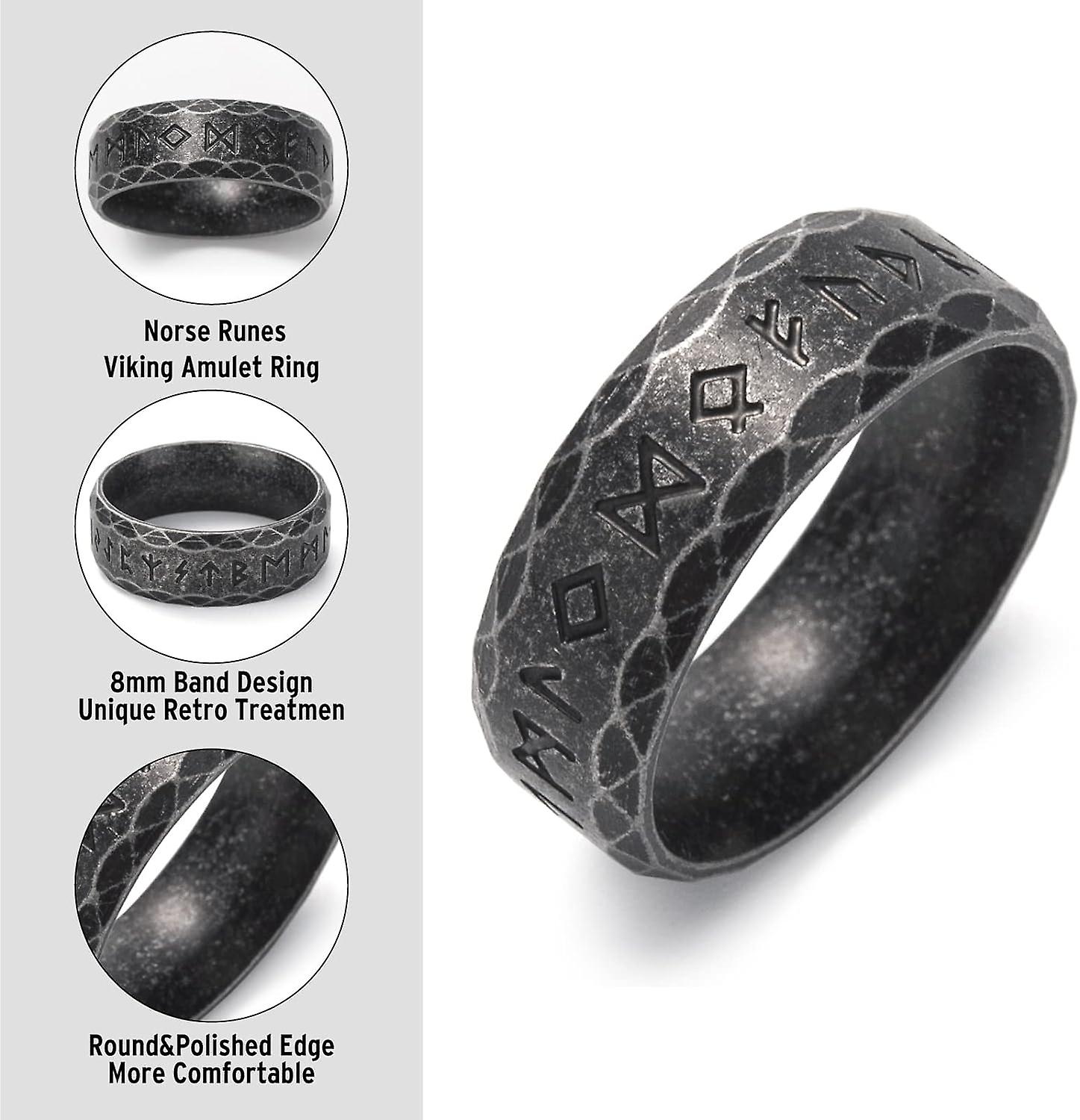 Ringe til mænd Norse Viking Ravn Runer Kompas Amulet Ring Smykker til ...