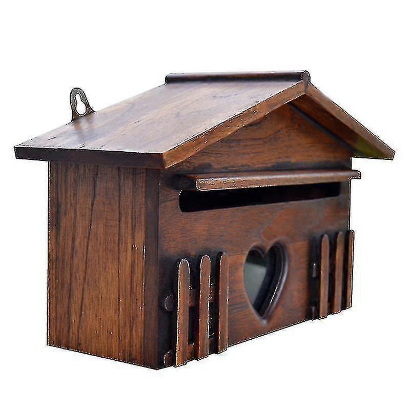 Mailboxes Creative Wooden Mailbox Outdoor Post Box Rainproof Wall ...