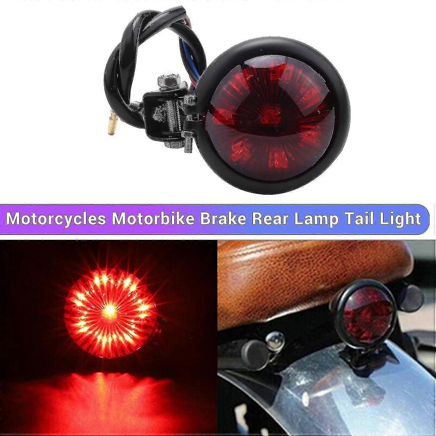 For 2024 Red 12V LED Black Cafe Racer Tail Light Compatible with ...