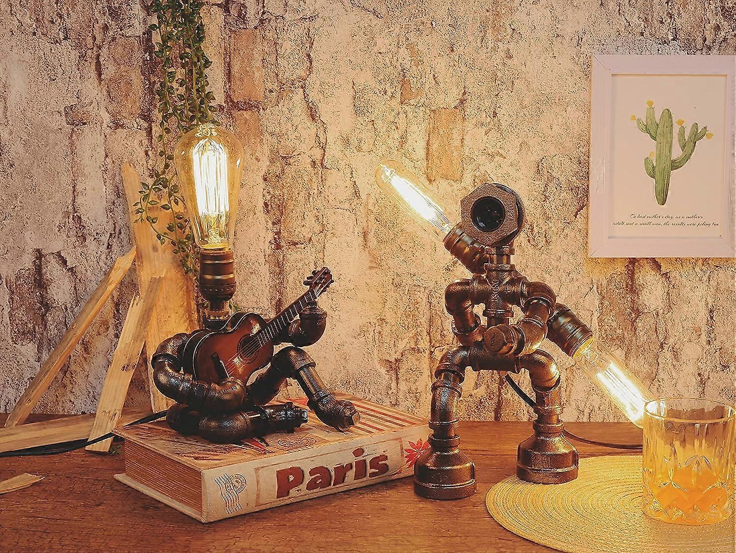 Steampunk Table Lamp, Musical Guitar Table Lamp Art Decors with Edison ...