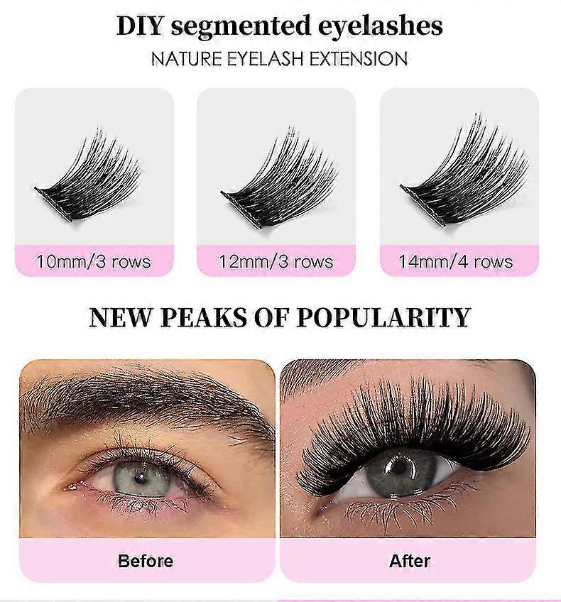 Large Capacity Single Cluster Fake Eyelash Set, Natural Segmented Hair ...
