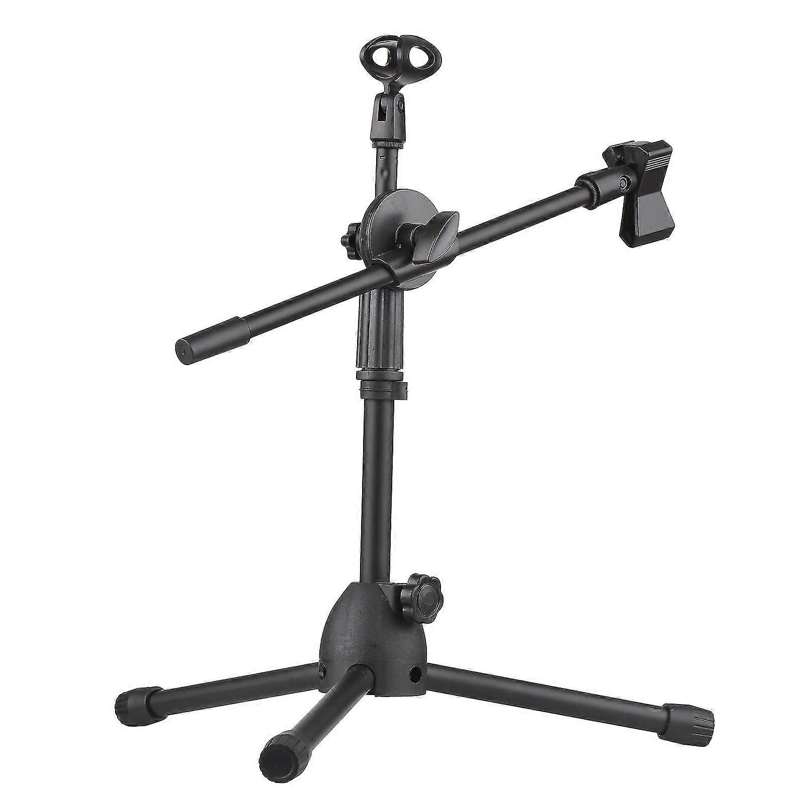 Dual Purpose Microphone Tripod Stand with 2 Mic Clips Adjustable Mic ...