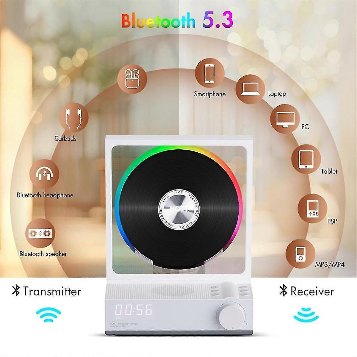 Cd Player Portable Bluetooth 5.3 Desktop Cd Player With Color Light ...