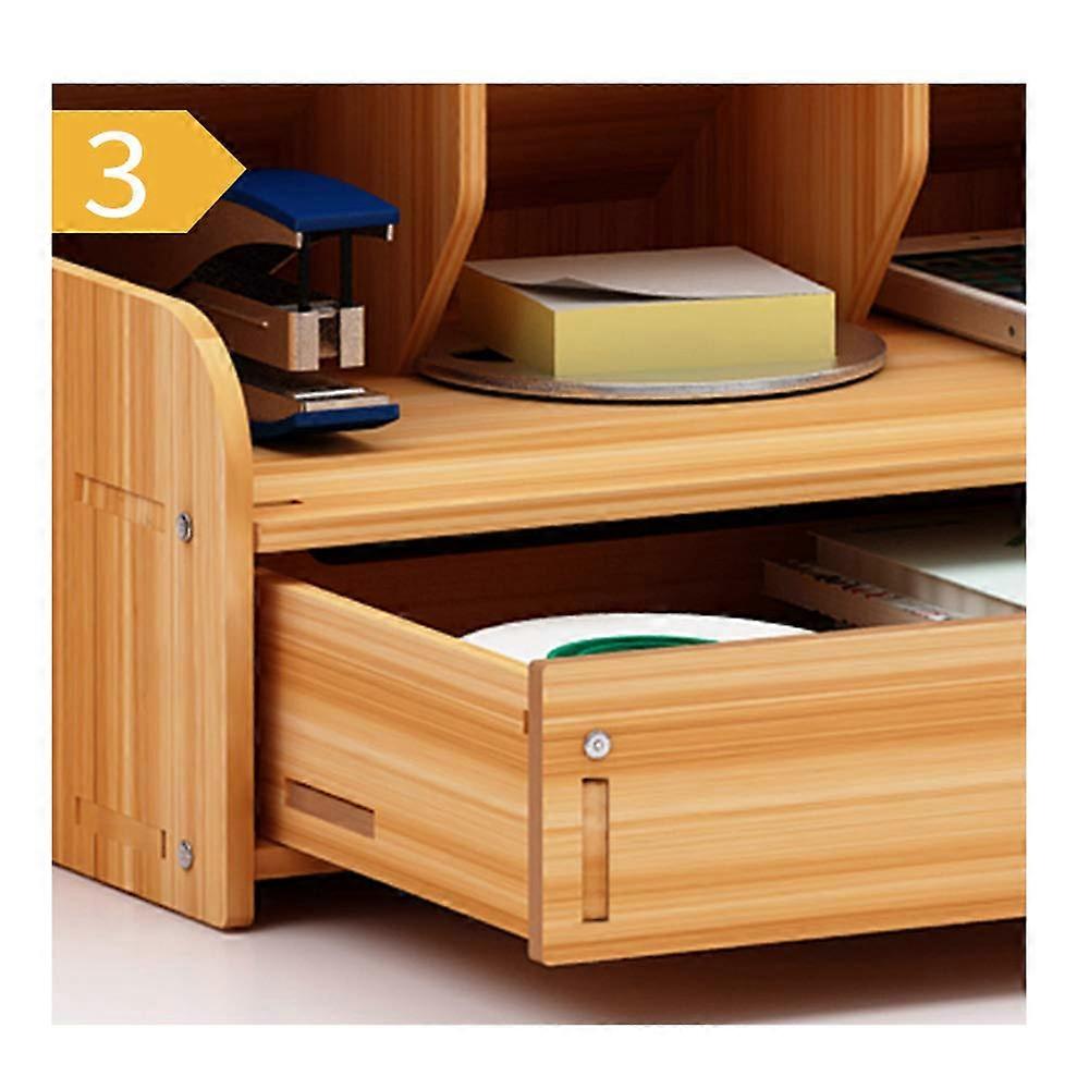 Wooden Desk Organiser Multi-Functional Drawer Stationery Desktop ...
