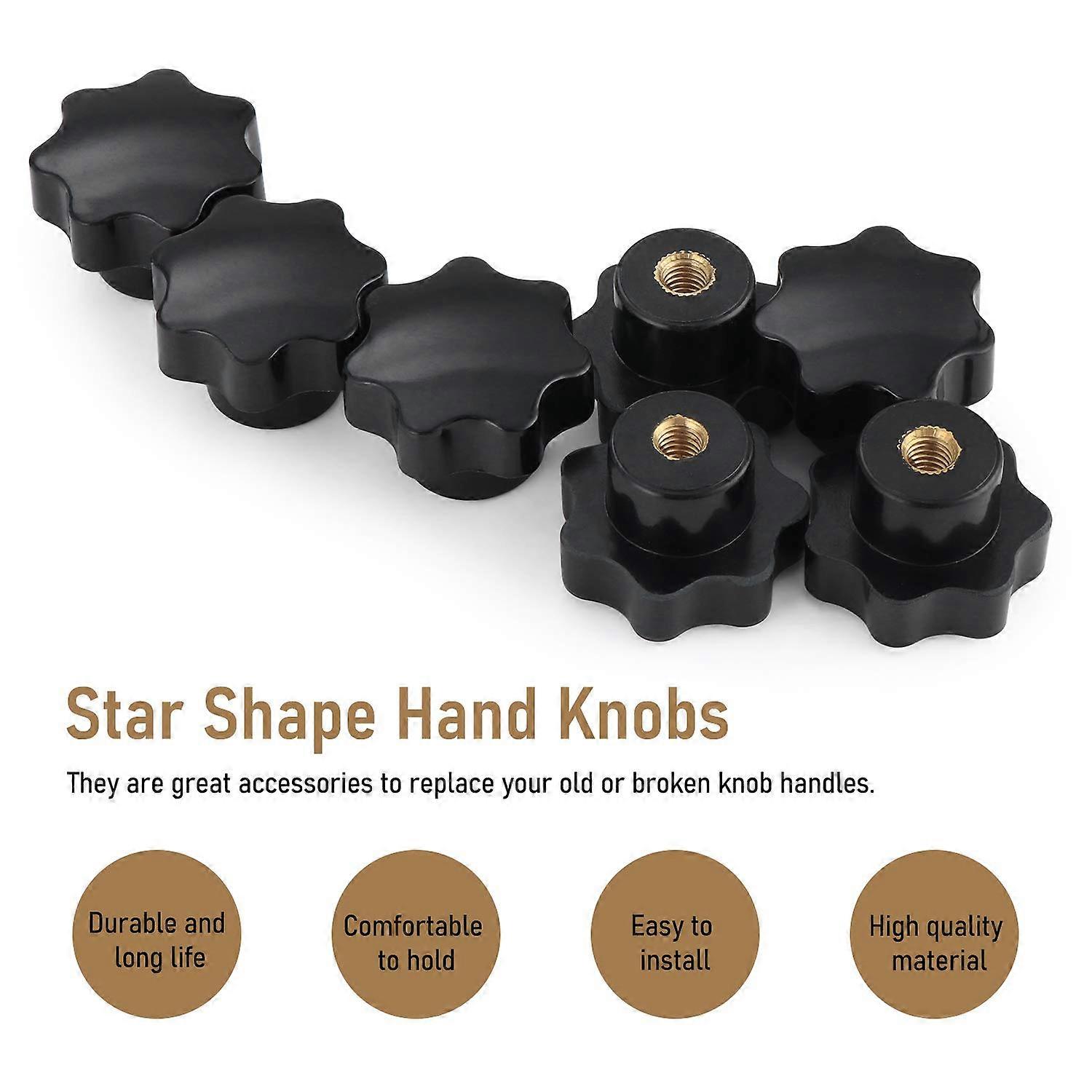 Set of 10 M6 Female Thread Clamping Knobs Black Plastic Star Shape Grip Knobs for Machine Tool ...